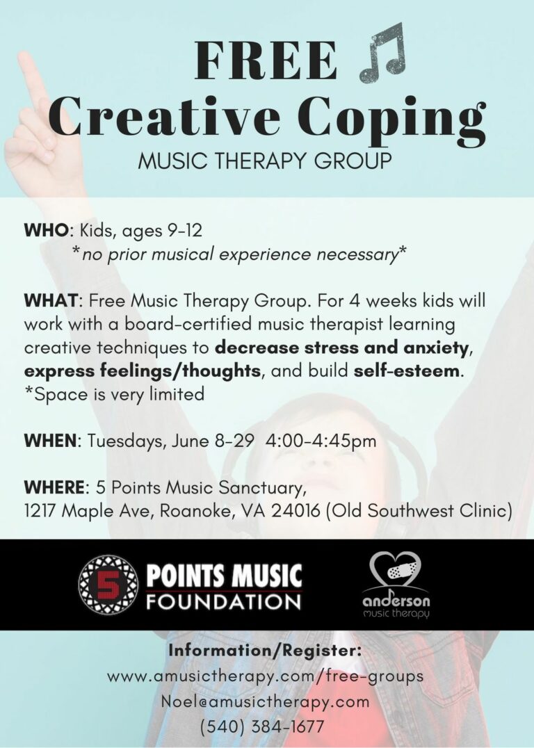 FREE! Creative Coping Music Therapy Class : 5 Points Music